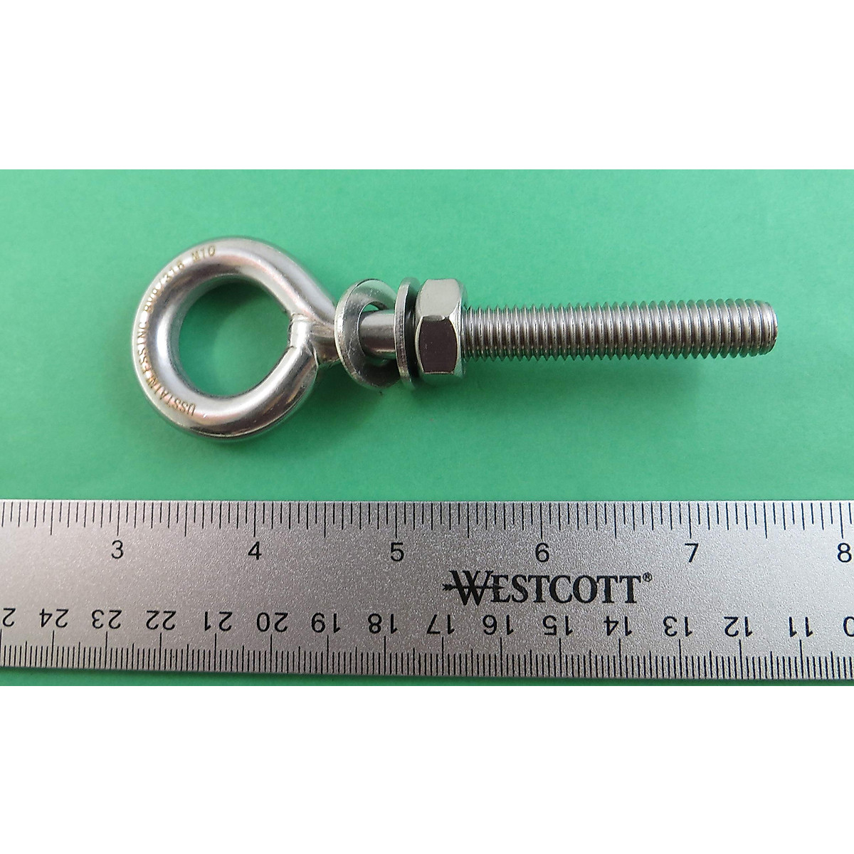US STAINLESS 2 Pieces Stainless Steel 316 M10 Eye Bolt 10mm x 60mm (3/8" x 2 3/8") Marine Grade Pitch of 1.5