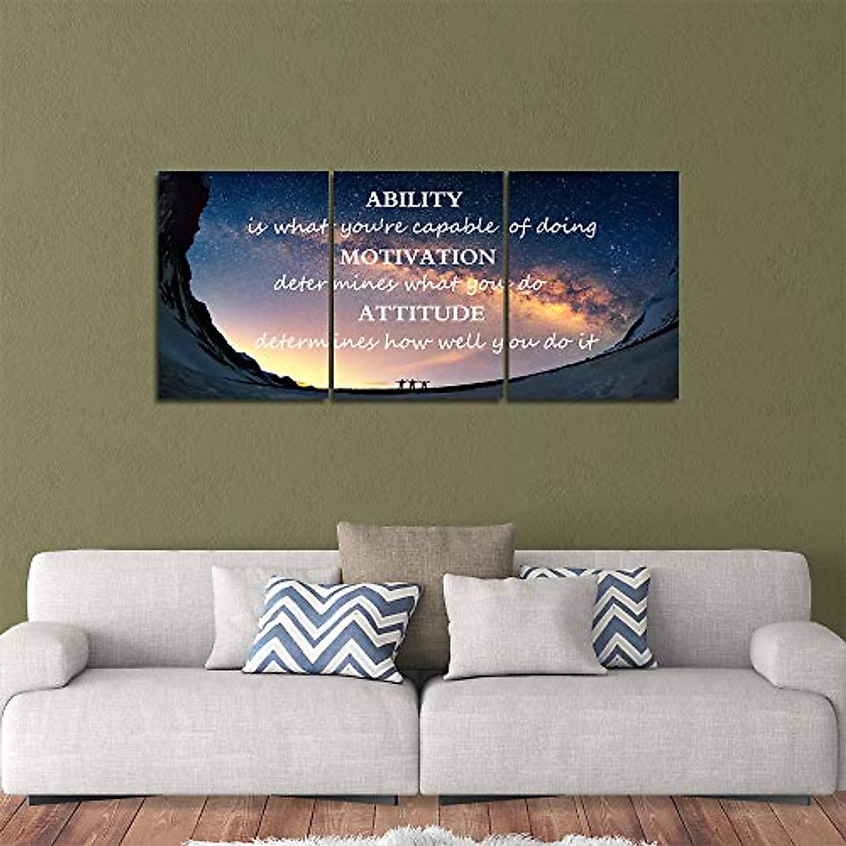 Yetaryy Motivational Quotes Canvas Wall Art Inspirational Ability Motivation Attitude Saying Words Posters Prints Entrepreneur Quote Home Office Bedroom Decor 3 Panels Ready to Hang - 36" W x 16" H