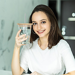 4 Pcs Reusable Bamboo Lids with Straw Hole 2.75Inch/70mm Wooden Lids Replacement Bamboo Lids for Beer Glasses Bamboo Lids for Glass Cup for Regular Mouth Drinking Jars