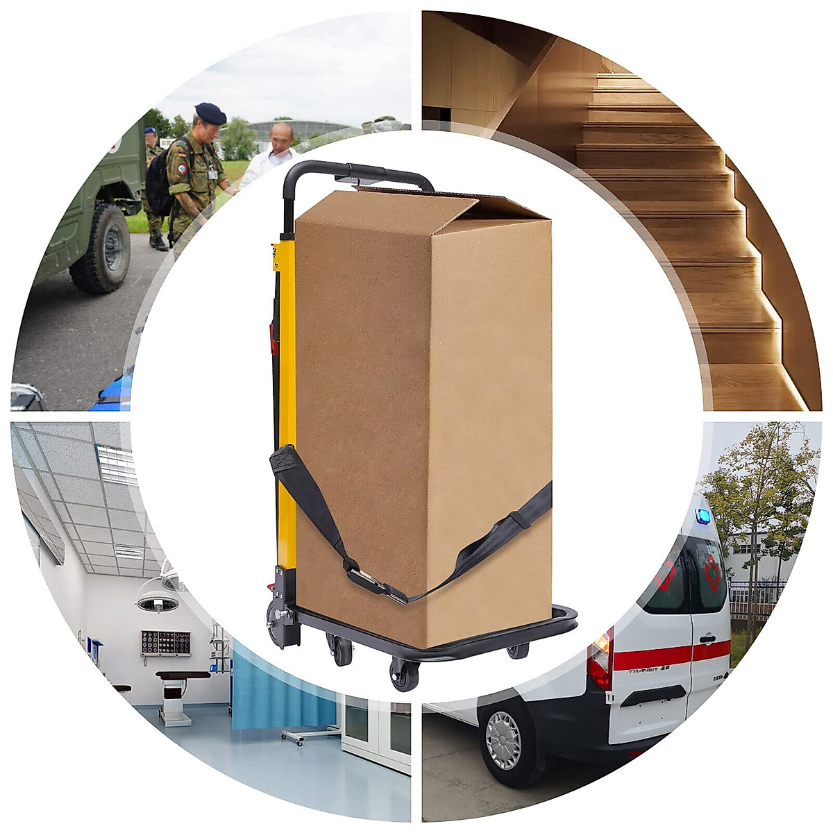 Electric Folding Stair Climbing Hand Truck Cart Dolly, Heavy Duty Electric Climber Moving Dolly, for Furniture Family Logistics Warehouse, 6 Wheels 330lbs