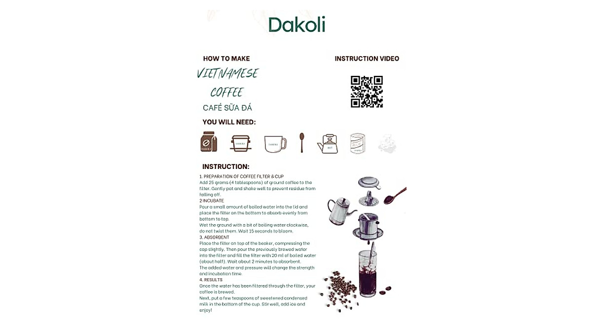 Authentic Dakoli Vietnamese Coffee - Ground, Arabica & Robusta