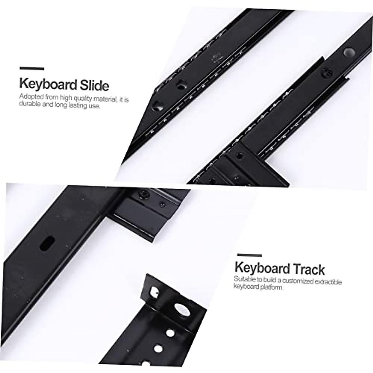 DOITOOL 1 Pair Guide Computer Tray Cabinet Drawer Desk Trays Keyboard Slide Furniture Slides Tray Keyboard Slide Rail Bracket Cupboard Rail Rack Cold Rolled Steel Black Furniture Slides