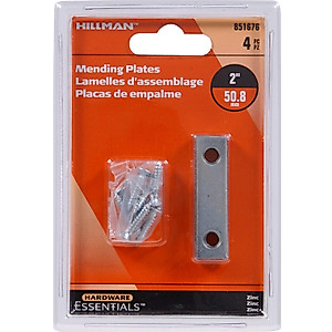 Hardware Essentials 851676 Mending Plates Zinc 2" x 1/2" - 4 Pack