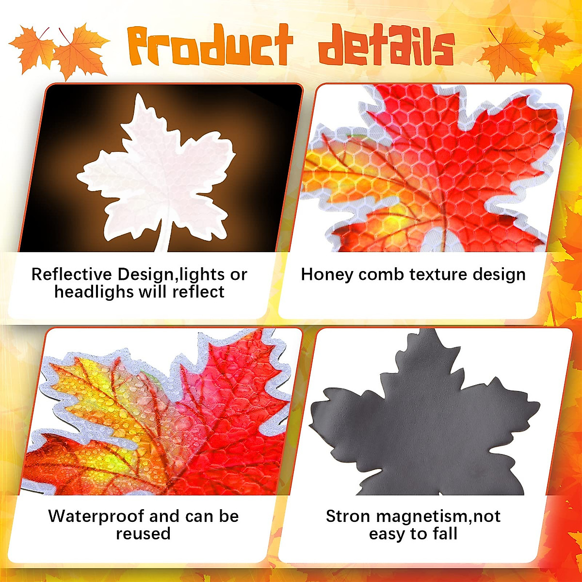 16 Pcs Fall Maple Leaves Magnets Thanksgiving Reflective Car Magnets and Decals Thanksgiving Stickers Pumpkin Pine Cones Refrigerator Magnets Decorative Magnetic Decals for Refrigerator Car Truck