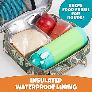 Insulated Lunch Box w Snack Pocket & Water Bottle Holder-Boys or Kids Jets School Lunchbox Tote Keeps Food Hotter or Colder Longer- Reusable Bag Fits Most Bento Boxes, Ice Packs- Back To School