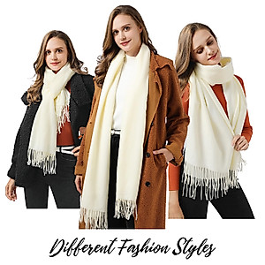 DOFOWORK Scarf for Women - Womens Scarf Pashmina Shawls and Wraps for Evening Dresses, Fashion Long Scarves, 78.7" x 27.5" - White