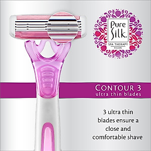 Pure Silk Contour 3 Premium Disposable Razor, 4 Count