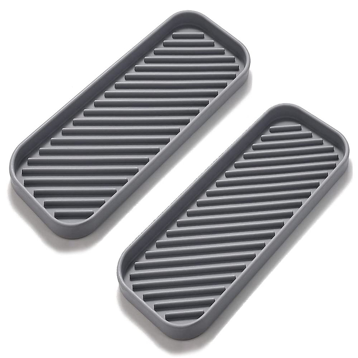 ERISED Sponge Holder for Kitchen Sink 9x3.5 Silicone Kitchen Sink Organizer for Sponge,Soap Dispenser,Kitchen Brush and Other Kitchen Accessories Bathroom Sink Organizer Soap Dishes Gray 2 Pack