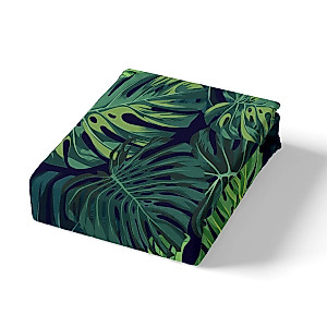 Erosebridal Banana Leaf Bedding Set, Hawaiian Beach Comforter Cover for Kids Teens Tropical Leaves Duvet Cover, Rainforest Natural Quilt Cover Room Decor 3 Pieces with 2 Pillowcases Queen Size