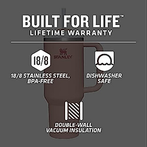 Stanley Quencher H2.0 FlowState Stainless Steel Vacuum Insulated Tumbler with Lid and Straw for Water, Iced Tea or Coffee, Smoothie and More, Pink Dusk, 40 oz