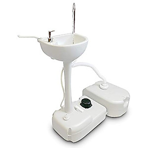 Portable Foot Operated Outdoor Hand Washing Sink Station – Includes Dirty Water Tank – Towel Holder & Soap Dispenser – 4.5 Gallon - Great for Camping, Business, Events, RV, Etc., white, 40