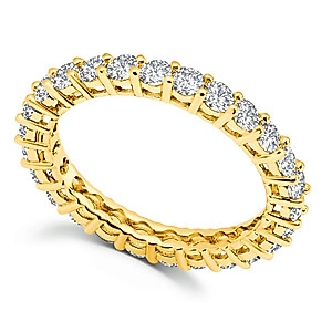 MAX + STONE Parade of Jewels Cubic Zirconia Eternity Ring for Women in 14k Gold Plated Sterling Silver 2.5mm