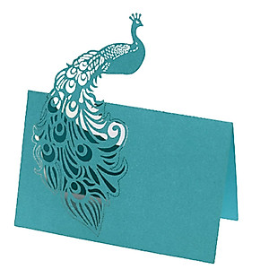 YURASIKU 50 Pcs Laser Cutting Hollow Peacock Table Name Card Wedding Birthday Party Banquet Seat Name Setting Card