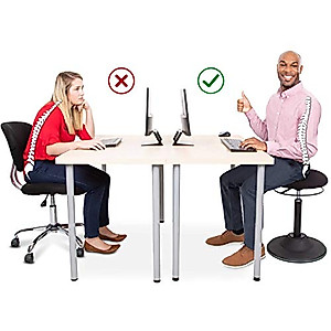 Stand Steady Active Motion Stool | Ergonomic Tilting Desk Chair with 360° Swivel Seat | Height Adjustable Stool for Home, Office, Standing Desks (Black)
