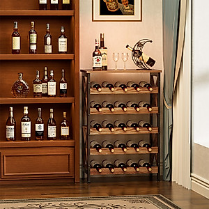 25 Bottle Wine Rack Freestanding Floor Rustic Wine Holder Stand 5 Tier Wobble-Free Tall Wine Racks Wine Large Display Storage Shelf for Cellar Kitchen 21.6''L x 10.6''W x 31.8''H