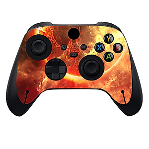 PlayVital Flaming Sun Custom Vinyl Skins for Xbox Series X, Wrap Decal Cover Stickers for Xbox Series X Console Controller