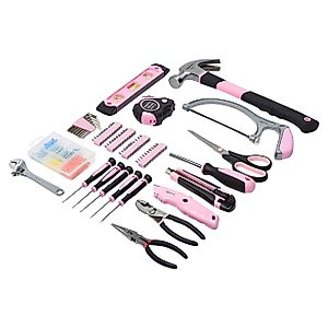 Amazon Basics Household Tool Set with Tool Bag - 165-Piece, Pink