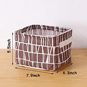 Abgream Foldable Storage Basket - Set of 6 Small Collapsible Canvas Containers Organizers with Handle for Home Decor or Storing Toys, Keys, Sundries, Little Crafts. (Style C)