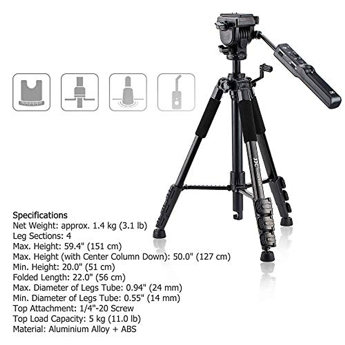 Video Remote Control Tripod for Sony FDR-AX53 AX43 AX33 AX100 AX700 HDR-CX405 CX455 CX440 CX675 Camcorder Handycam RX10M4 RX10M3 RX10M2 RX100M7 RX100M6 HX99 HX90V HX80 HX60V HX50V HX400V HX300 Camera