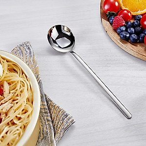 KEAWELL Premium Korean Soup Spoons with Long Handles, Set of 4, 18/10 Stainless Steel, Dishwasher Safe (Plain)