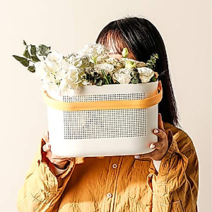 UUJOLY Plastic Storage Baskets with Handles, Shower Caddy Shelf Organizers Basket for Bathroom, Kitchen, Dorm Room, Yellow