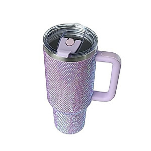 Sip+Sea Grenada 40oz Rhinestone-Encrusted Insulated Tumbler - Premium Bling Stainless Steel Water Bottle with Handle, Double Wall Vacuum Technology, Includes Leakproof Lid and Straw