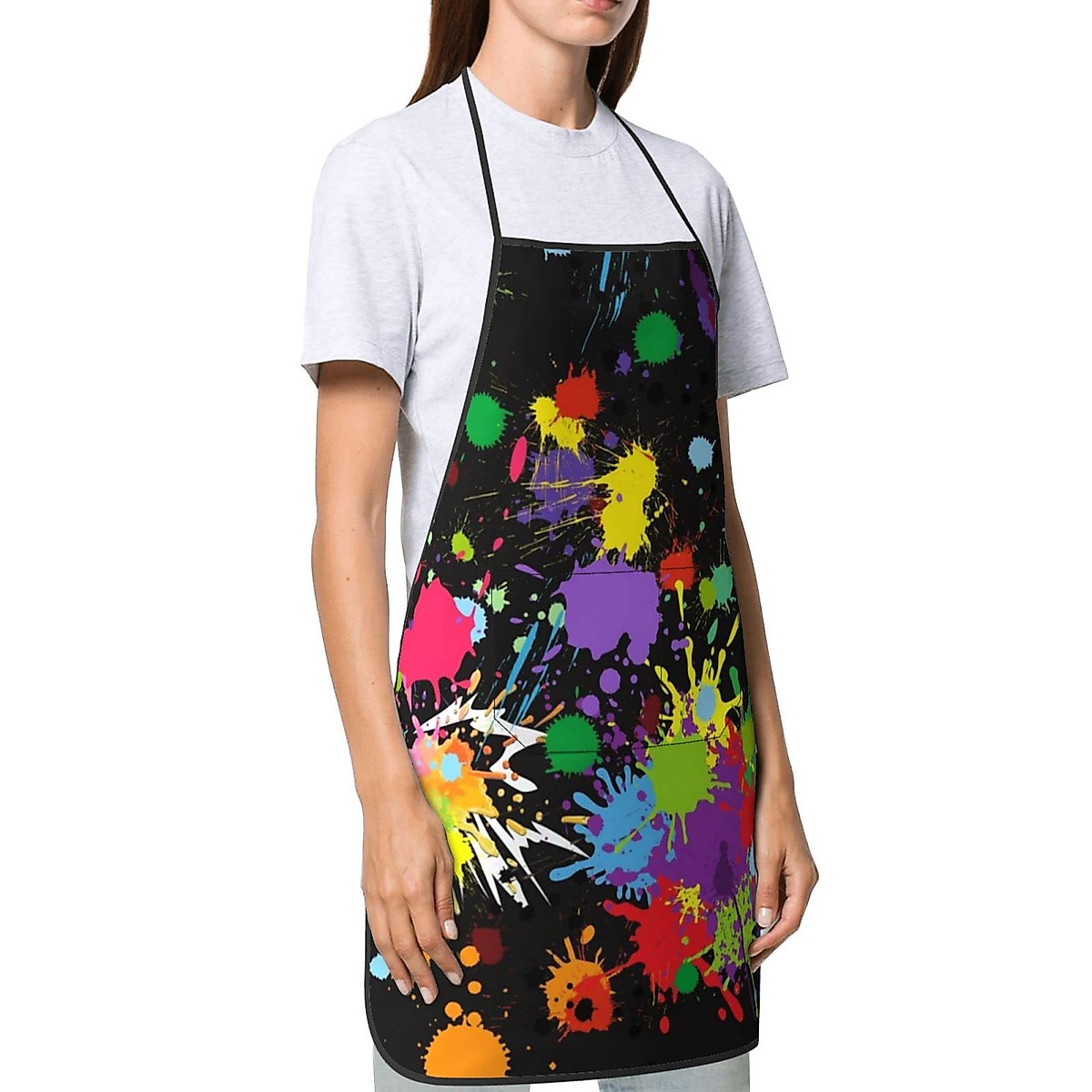 Senheol Colorful Painting Artist Apron, Waterproof Adjustable Aprons with 2 Pockets for Women Men Adults, Gifts for Artists