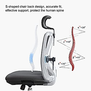 SIHOO Ergonomic Office Chair, Big and Tall Office Chair, Adjustable Headrest with 2D Armrest, Lumbar Support and PU Wheels, Swivel Computer Task Chair for Office, Tilt Function Computer Chair