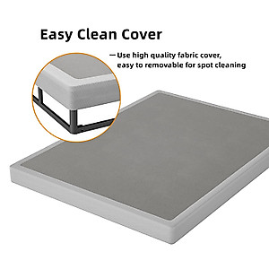 THEOCORATE Full Box Spring and Cover Set, 5 Inch Low Profile Metal BoxSpring, Heavy Duty Structure with Easy Clean Cover, Mattress Foundation, Noise Free, Non-Slip, Easy Assembly