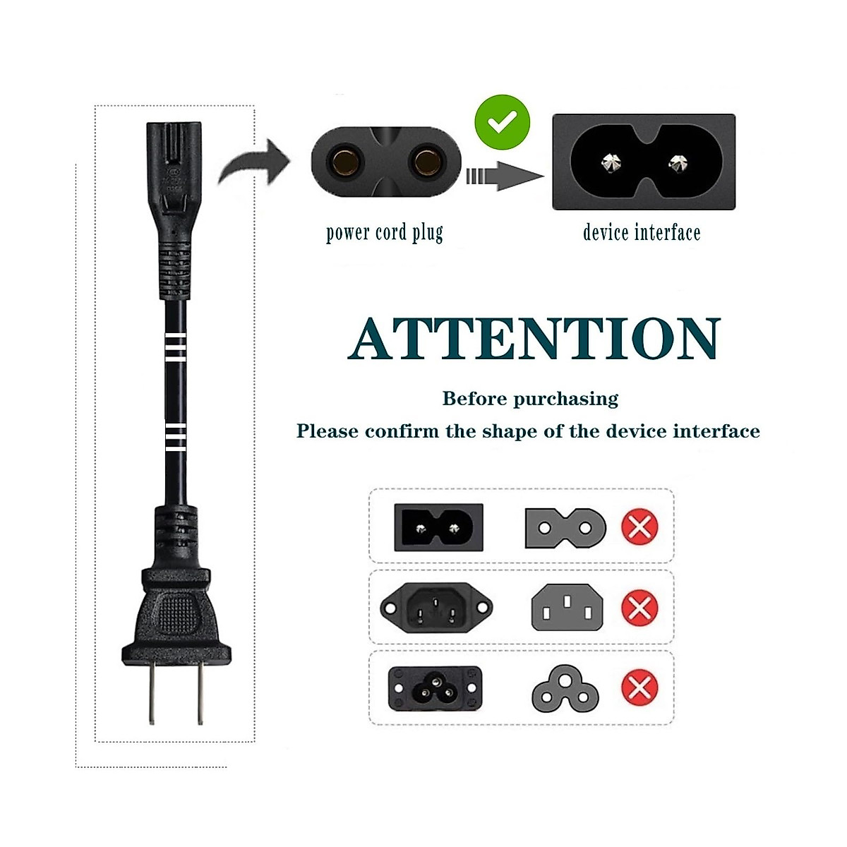 AC Power Cord Compatible Xbox One S, Xbox One X, Xbox Series X/S, Sony PS3 Slim / PS4 / PS5 Game Console Replacement Power Supply Cord Cable