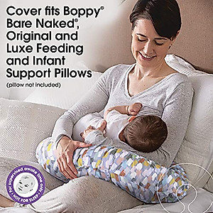 Boppy Nursing Pillow Cover—Original Neutral Gray Brushstrokes Cotton Blend Fabric Fits Bare Naked, Original and Luxe Breastfeeding Pillow Awake Time Only