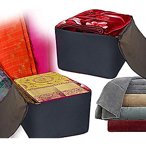 Storite Nylon Big Underbed Storage Bag Moisture Proof Cloth Organiser with Zippered Closure and Handle(BlackRed, 54x46x28cm) Rectangular (1 Pack)