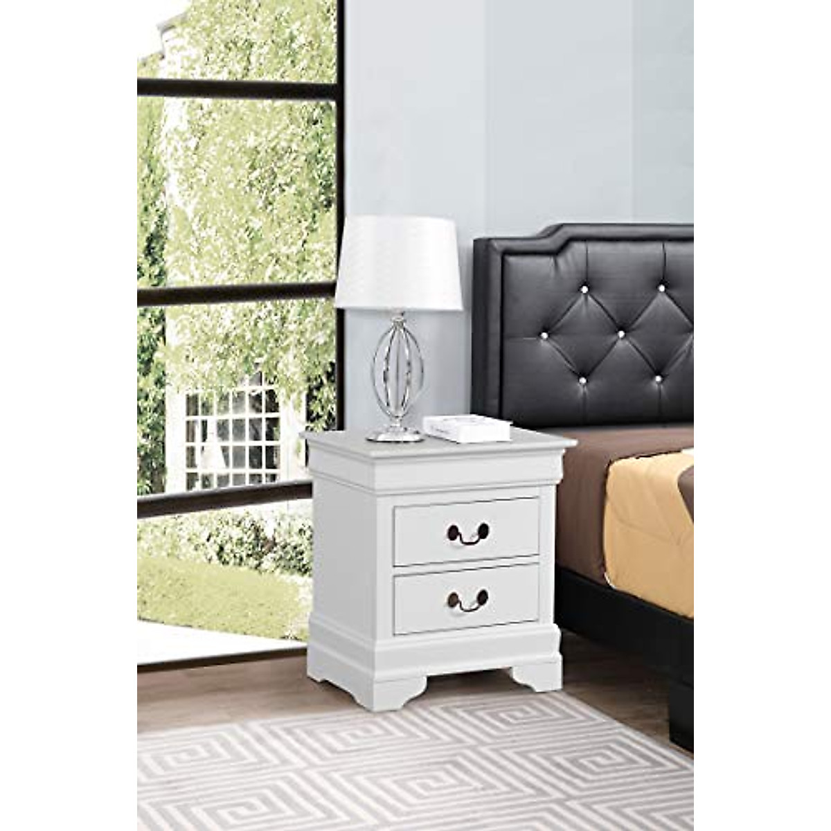 Glory Furniture Louis Phillipe , White Nightstand, 24" H X 22" W X 16" D