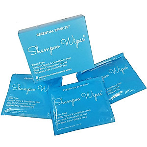 Essential Effects Shampoo Wipes (8) Rinse Free Hair Cleansing Dry No Rinse Shampoo