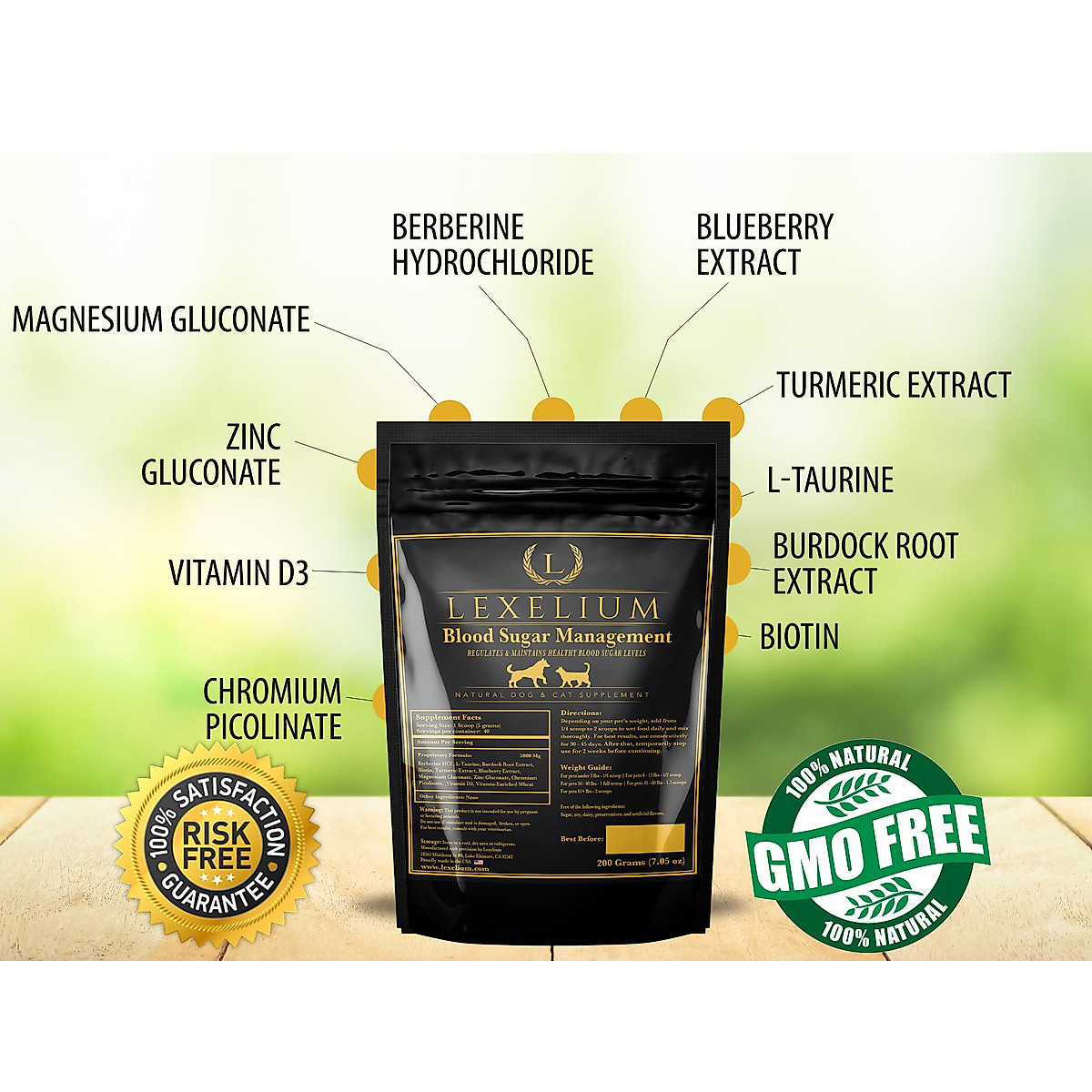 Blood Sugar Management for Diabetic Dogs and Cats- Vet-Formulated Powder Formula -Supports & Regulates Healthy Blood Sugar Levels- Supplements Insulin Sensititivity & Glucose- Made in The USA -200g