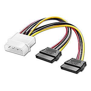Acxico 5Pcs IDE/Molex/IP4/4-pin to 2X SATA Power 15-pin Converter Adapter Cable