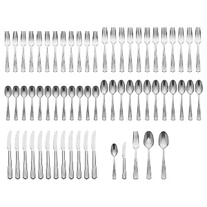 Lenox French Perle Scallop Piece Flatware Set, 65 Count, Metallic