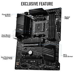 MSI B550-A PRO ProSeries Gaming PC Motherboard - AM4, DDR4, PCIe 4.0, SATA 6Gb/s, M.2, USB 3.2 Gen 2, HDMI/DP, ATX, AMD Computer Motherboards (Renewed)
