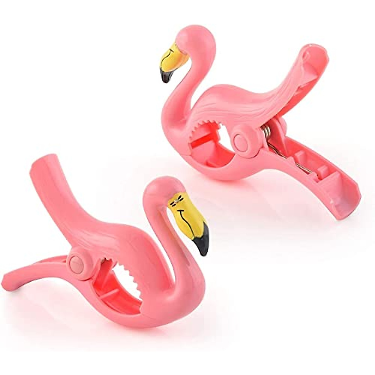 4 Pairs (8 Ct) Pink Flamingo Style Beach Towel Holders, Clips, Beach, Patio or Pool Accessories, Portable Towel Clips, Chip Clips, Secure Clips ( 4 Set Per Order )