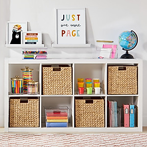 mDesign Woven Hyacinth Durable Closet Storage Organizer Basket Bin - for Cube Furniture Shelf Organizing in Bedroom, Bathroom, Office - Holds Clothes, Blankets, 2 Pack - Natural