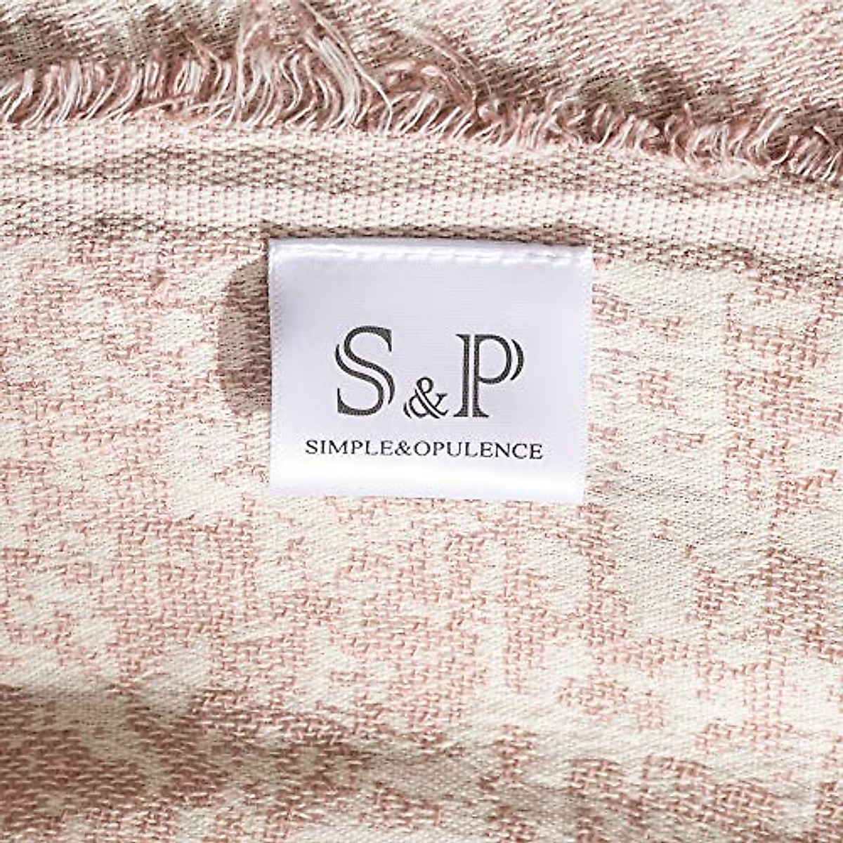 Cotton Fringed and Striped Throw Blanket for Bed, Couch,Knit Woven with Tassels Soft Lightweight Cozy Blanket Scarf Shawl Farmhouse Decoration for All-Season (Pink)