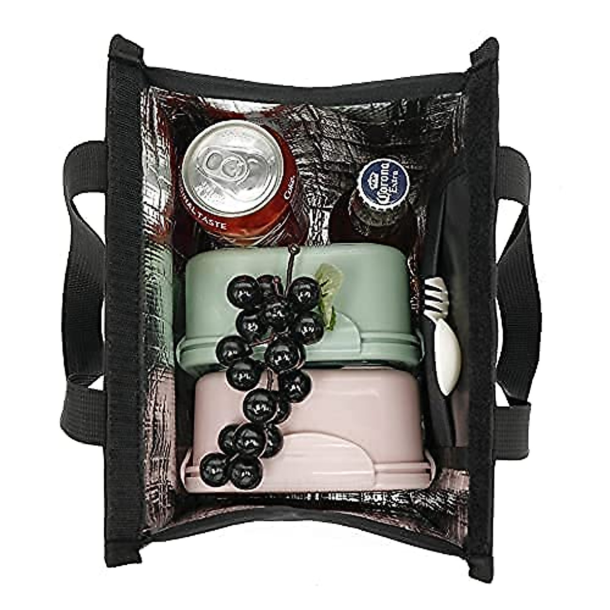 FUXINGYAO Lunch Bag, Reusable Lunch Tote, Lunch Box for Adult Women Men, Insulated Bag Applies to Work, School, Beach or Travel(Black)