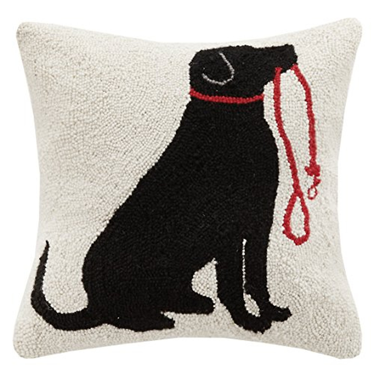 Peking Handicraft Lab and Leash Hook Pillow,Black/Red