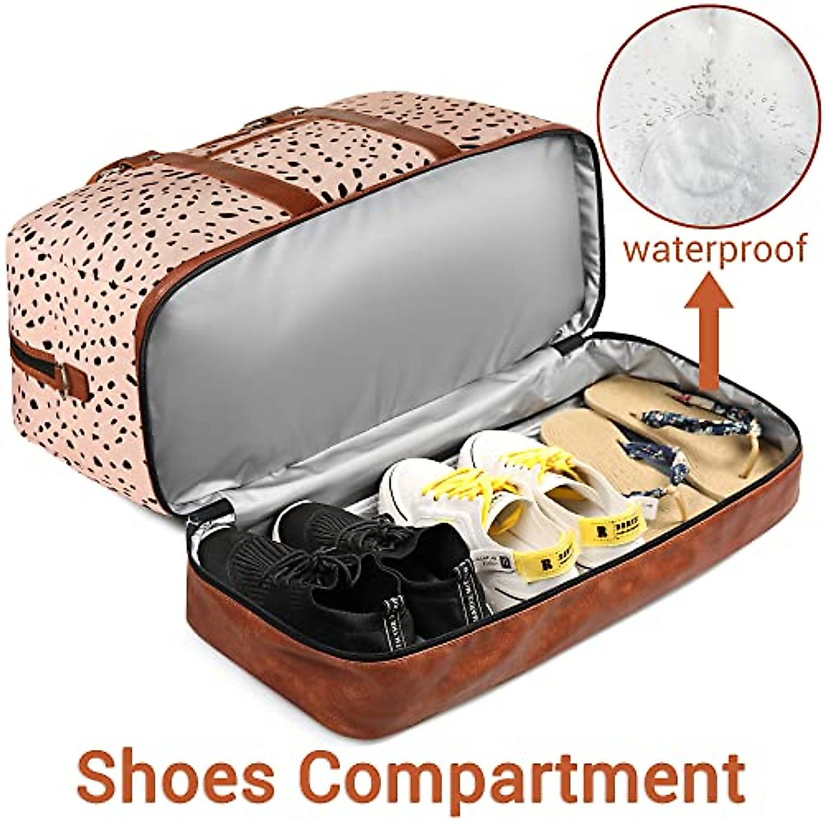Weekender Bags for Women, Large Overnight Bag Canvas Travel Duffel Bag Carry On Tote with Shoe Compartment 21" for Women & Men 3Pcs Set