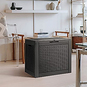 JUMMICO 31 Gallon Resin Deck Box Outdoor Indoor Waterproof Lightweight Storage Box for Outside Patio Furniture Cushions, Pool Toys and Garden Tools