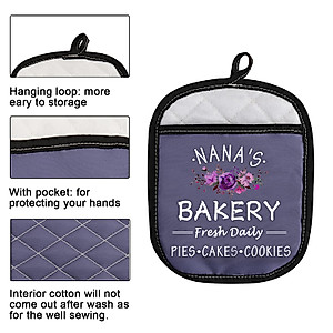 Nana Gift Nana’s Bakery Fresh Daily Pies Cakes Cookies Nana Oven Pads Pot Holder with Pocket (Nana's Bakery)