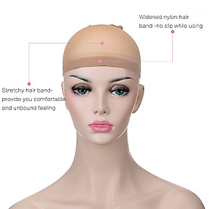 Akstore Mesh Wig Cap Net Natural Nylon Wig Caps (6PCS - Beige)