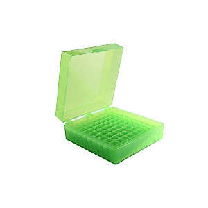 Heathrow Scientific 100-Place Microtube Storage Box, Stores 1.5/2 mL Tubes, Polypropylene, Green, Pack of 5