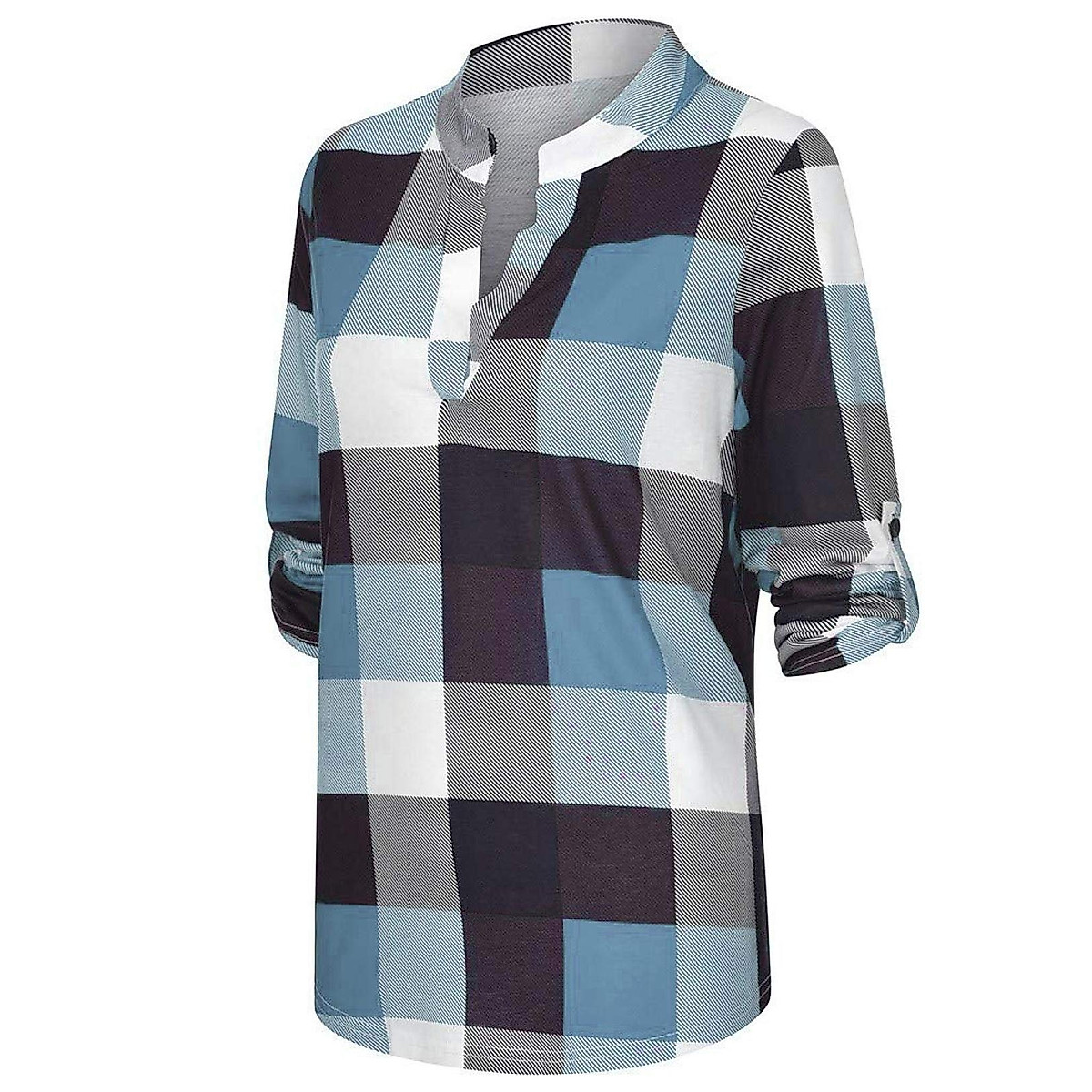 YAnGSale Top Casual Plaid Blouse Women Cotton Sweatshirt Long Sleeve Shirts Women's V-Neck Fall Sweaters Pullover Tops