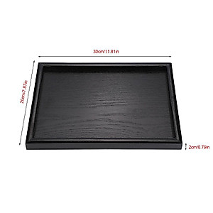 Dioche Wood Tea Tray, Rectangle Shape Solid Wooden Tea Coffee Snack Food Meals Serving Tray Plate Restaurant Trays(30 * 20 * 2cm)